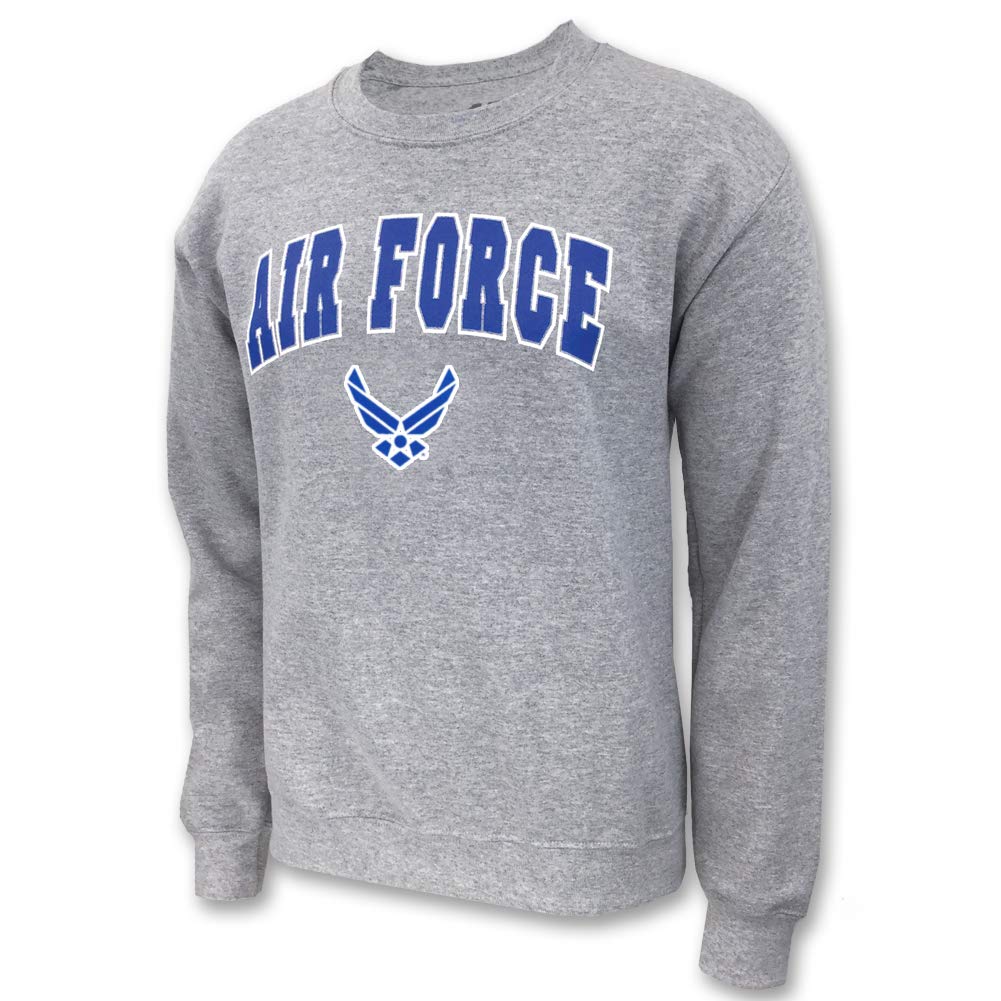 Armed Forces Gear United States Air Force Arched Wings Logo Crewneck Sweatshirt, Large (Grey)