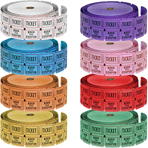 HENRY DOTS 50/50 Raffle Tickets Double Roll - 2000 Ticket Count Per Roll - Easy Tear Away Stubs for Contact Info - Raffle Drum Tickets Roll for Drinks, Carnival, Chinese Auction, Events (White)