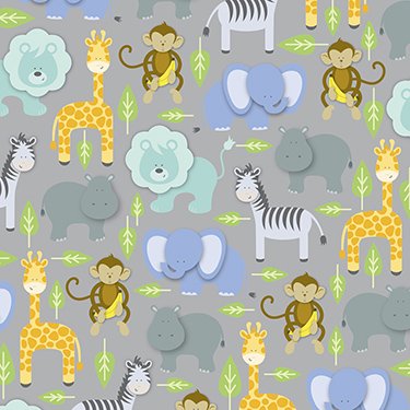 Zoo Animals Gift Wrap Flat Sheet 24" X 6'
