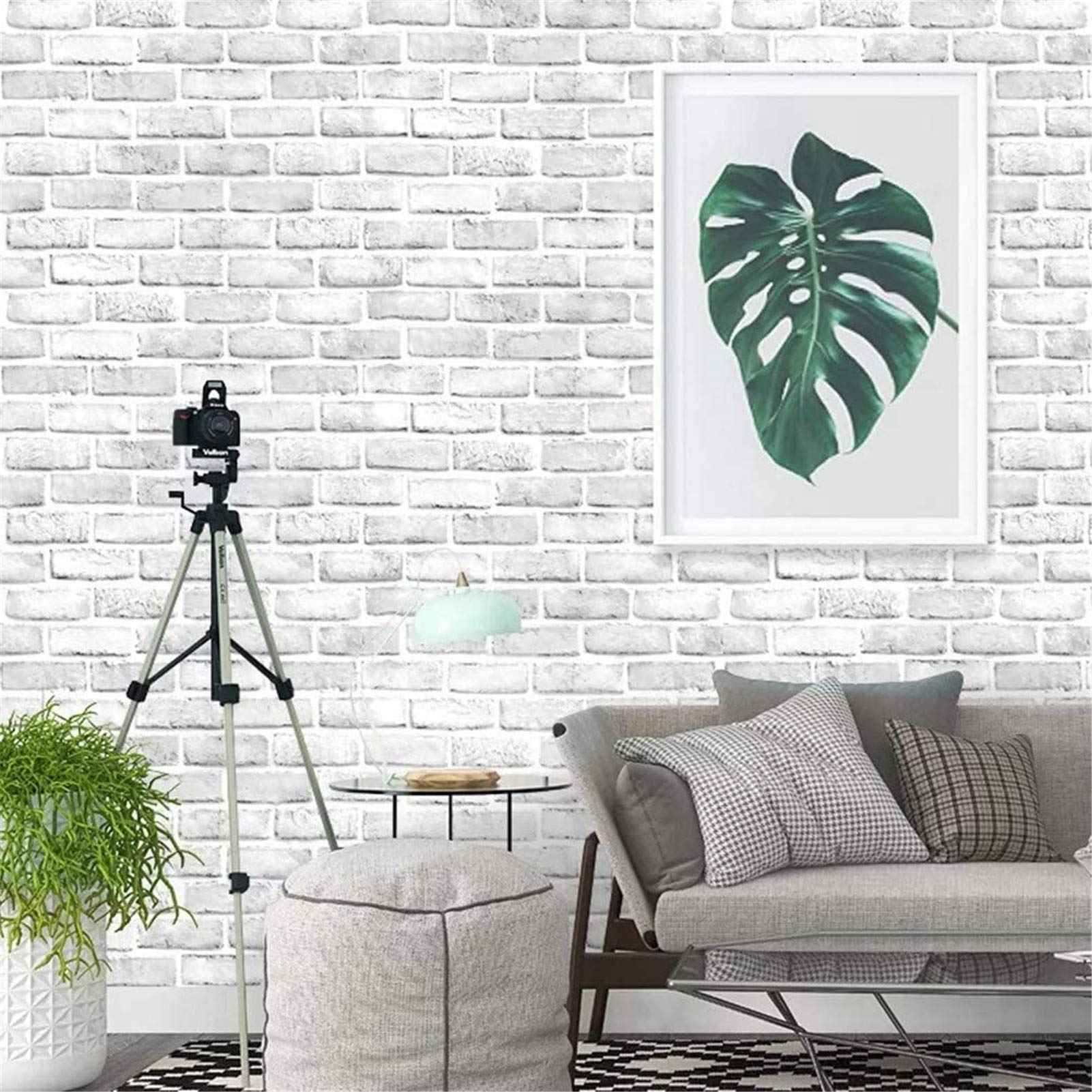 Yancorp 32.8ft White Gray Brick Contact Paper Peel and Stick Wallpaper Removable Wallapaper Grey Vinyl Wrap Self-Adhesive Wallpaper Backsplash Kitchen
