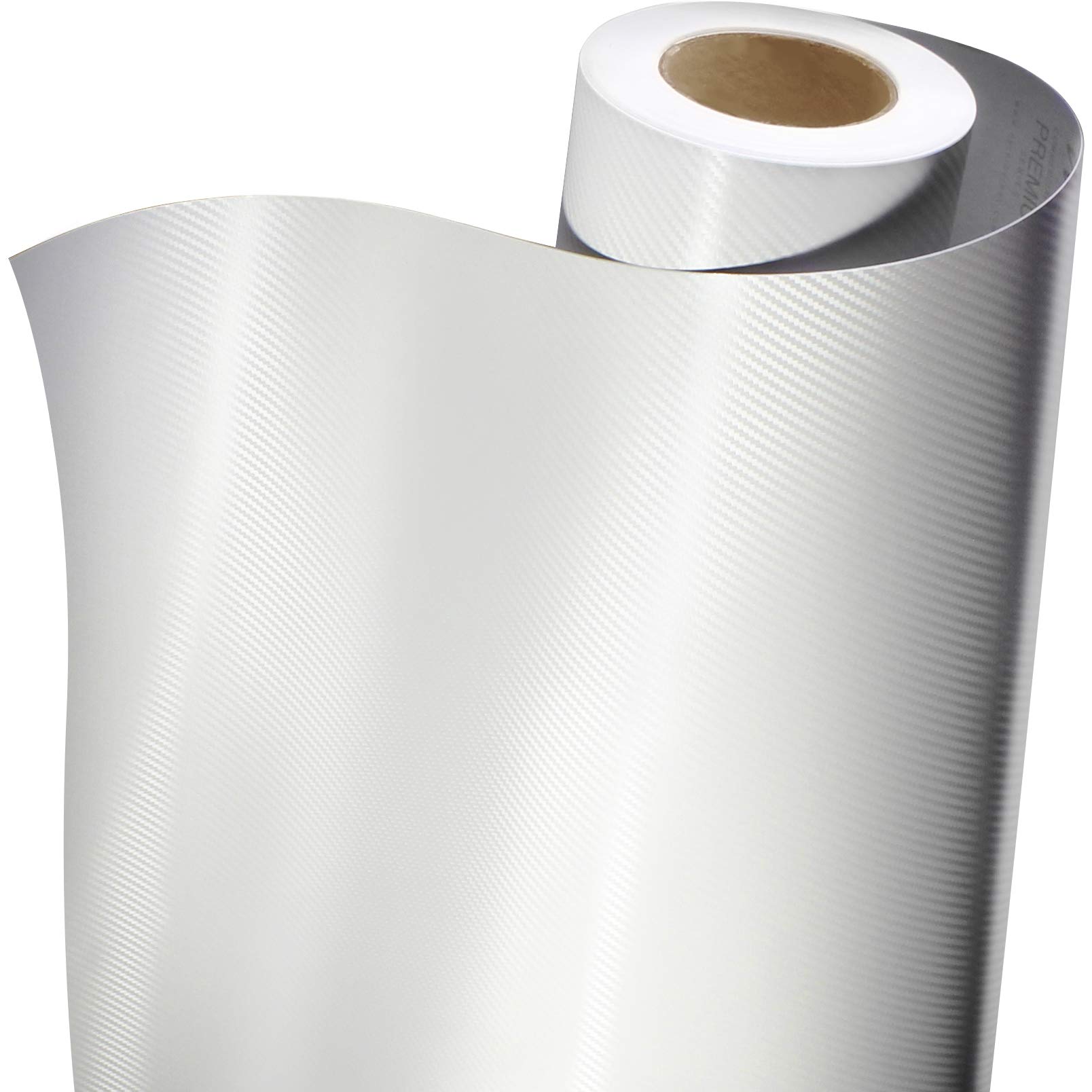 VViViD+ Premium Carbon Fiber Vinyl Wrap Film (White, 1ft x 5ft)