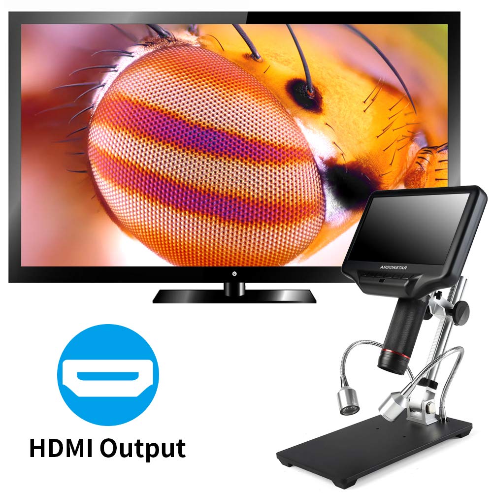 Andonstar AD407 3D HDMI Soldering Digital Microscope with 4MP UHD and 7 inch Adjustable LCD Screen USB Video Microscopes for Phone Repairing SMT SMD DIY