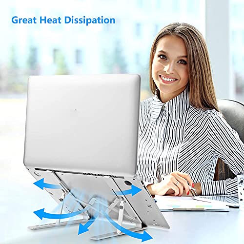 Laptop Stand, Laptop Holder Riser Computer Stand, Adjustable Aluminum Foldable Portable Notebook Stand, Compatible with MacBook Air Pro, HP, Lenovo, Dell, More 10-15.6β Laptops and Tablets (Silver)