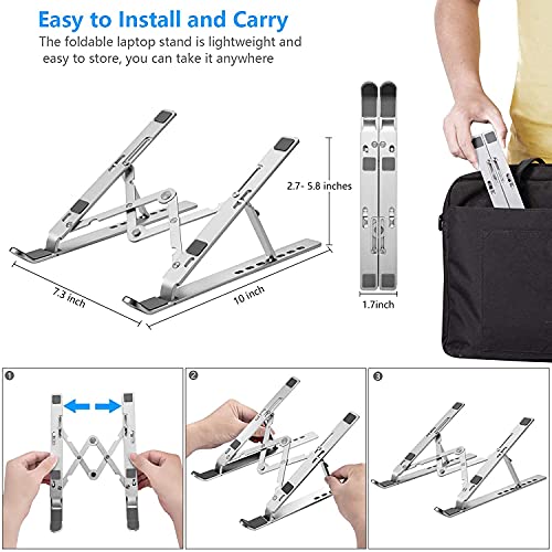 Laptop Stand, Laptop Holder Riser Computer Stand, Adjustable Aluminum Foldable Portable Notebook Stand, Compatible with MacBook Air Pro, HP, Lenovo, Dell, More 10-15.6β Laptops and Tablets (Silver)