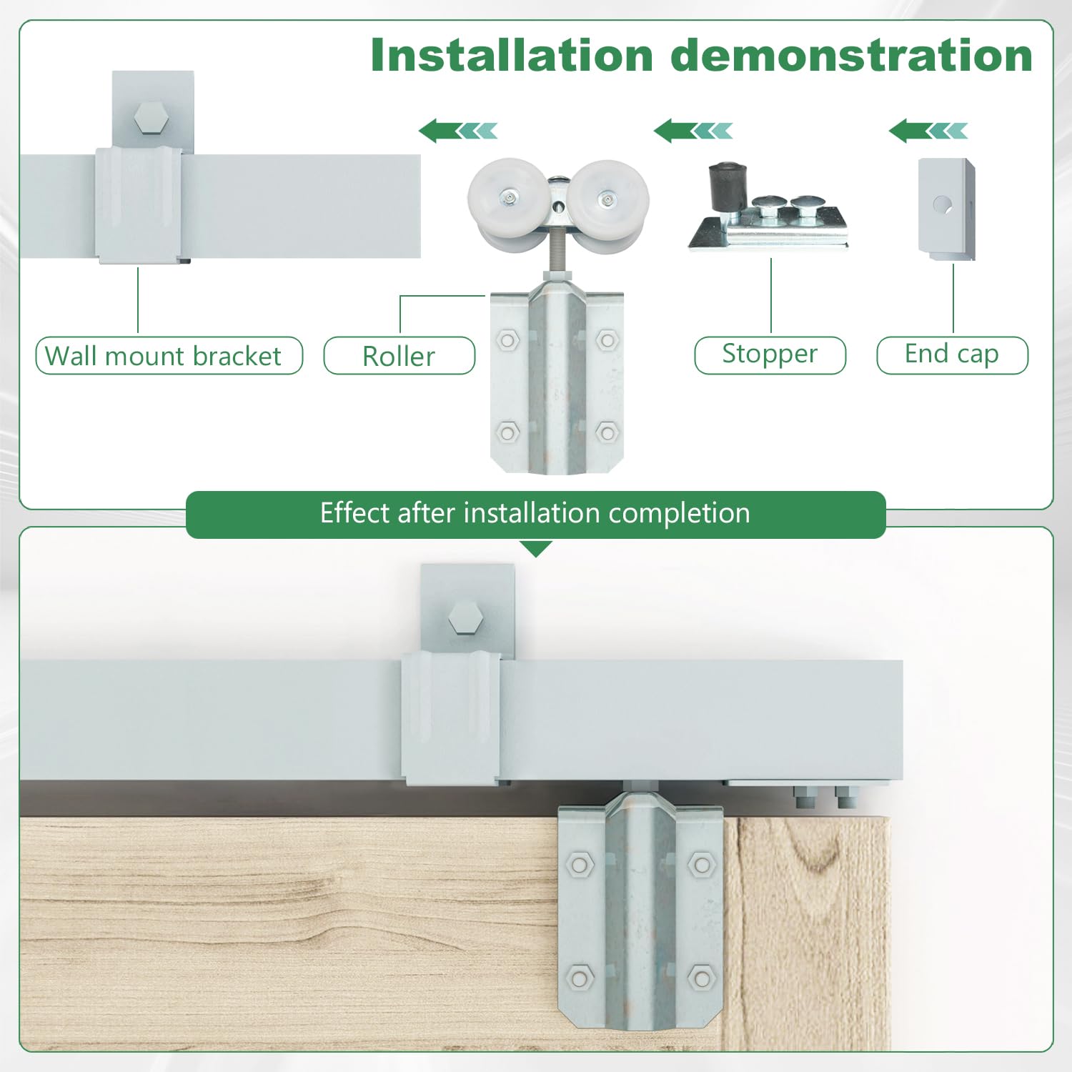 DIYHD 12FT Galvanized Steel Exterior Double Sliding Barn Door Hardware,Heavy Duty Wall Mount Box Track Kit for Outdoor Use,MAX Load 300lbs,Kit to Hang 2 Doors(Fit 36" X 2 Door)