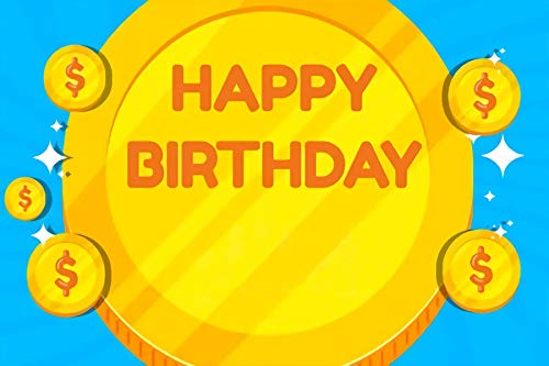 Baocicco 8x6.5ft Happy Birthday Backdrop Gold Coins Dollar Symbols Photography Background Gold Washing Party Gold Fever Treasure Hunting Party Birthday Party Children Adults Portrait