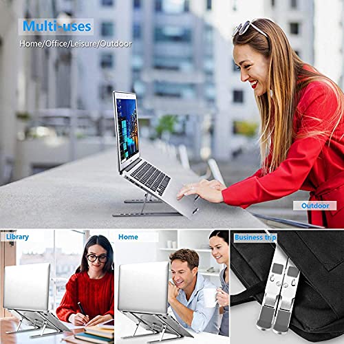 Laptop Stand, Laptop Holder Riser Computer Stand, Adjustable Aluminum Foldable Portable Notebook Stand, Compatible with MacBook Air Pro, HP, Lenovo, Dell, More 10-15.6β Laptops and Tablets (Silver)