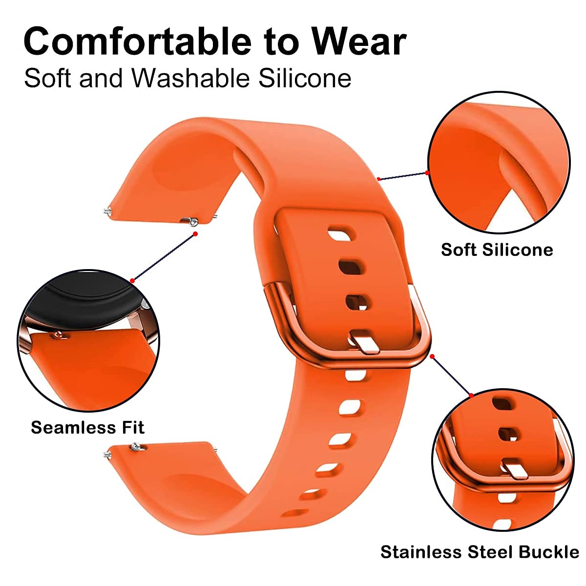 Minggo Band Compatible with Samsung Galaxy Watch Active/Active2 40mm/44mm,Silicone Sports Wristband Replacement Compatible for Galaxy Watch 42mm/Gear S2 Classic/Gear Sport Smart Watch (Orange)