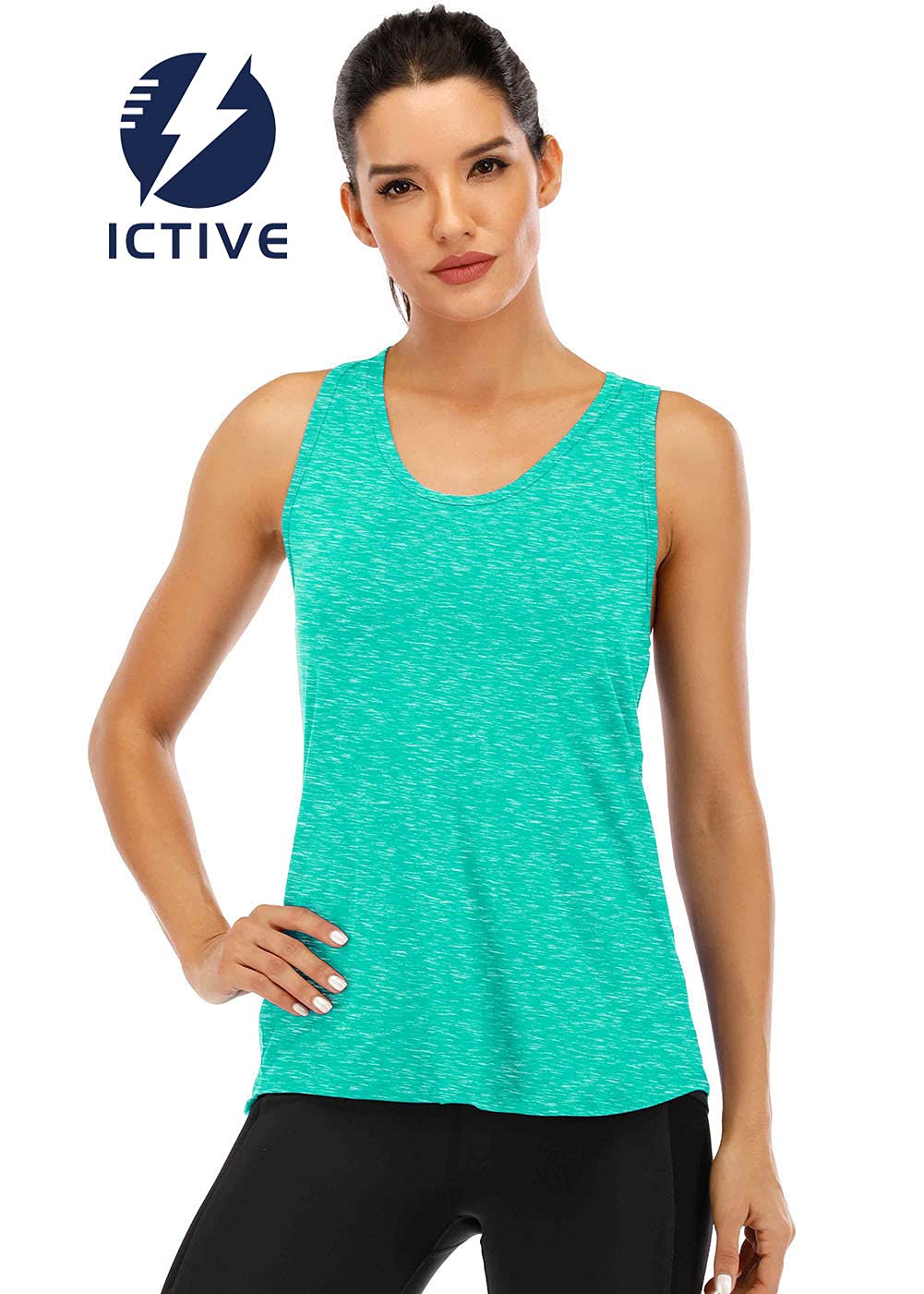 ICTIVE Workout Tank Tops for Women Sleeveless Yoga Tops for Women Mesh Racerback Backless Running Gym Shirts Light Green M