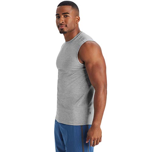 C9 Champion mens Sleeveless Tech Tee T Shirt, Comfort Gray Heather, Large US