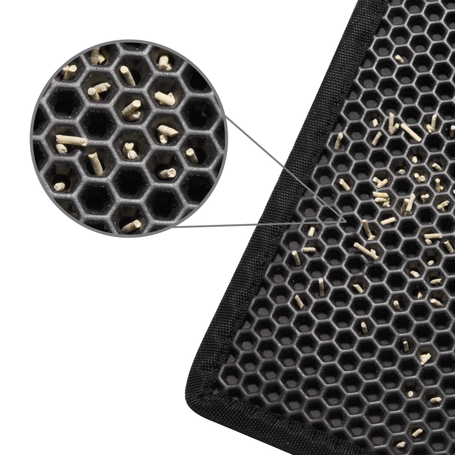 Pieviev Cat Litter Mat Double Layer Waterproof Urine Proof Trapping Mat 1 Pack (Black, 24x15 Inch (Pack of 1))