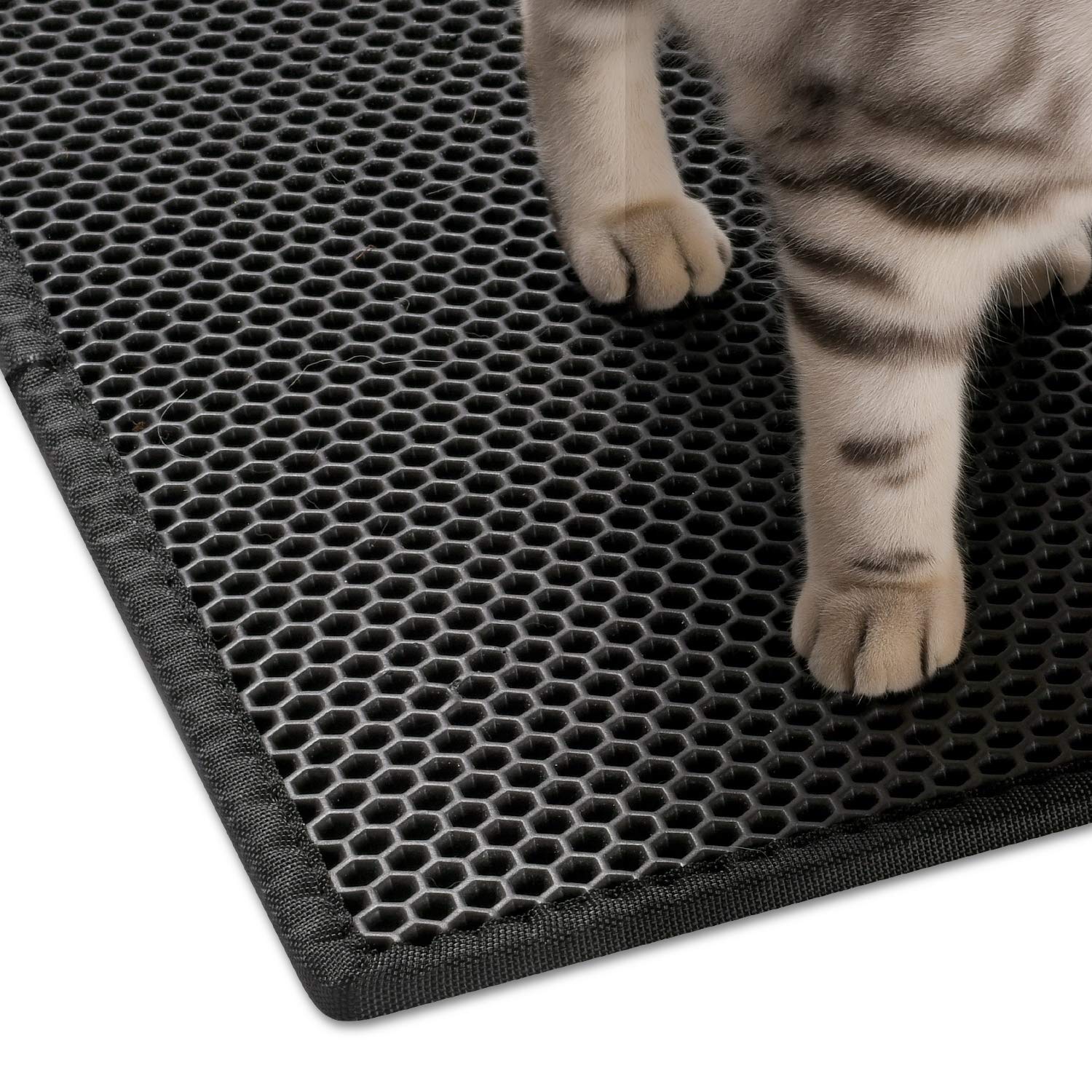 Pieviev Cat Litter Mat Double Layer Waterproof Urine Proof Trapping Mat 1 Pack (Black, 24x15 Inch (Pack of 1))