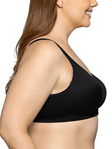 Vanity Fair Women's Beyond Comfort Full Figure Wireless Bra, Seamless Back, Lightly Lined Cups up to DD, Black, 44C