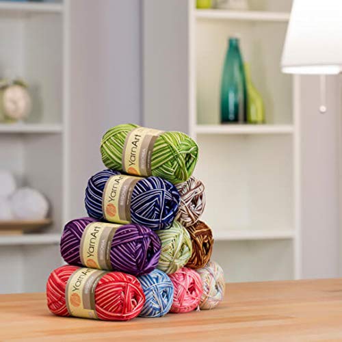 5 Skein (Pack) Total 8.8 Oz. Yarnart Begonia, 100% Mercerized Cotton, Each 1.76 Oz (50g) / 185 Yrds (169m), Fine Sport 2, Variegated Light Blue - 5355