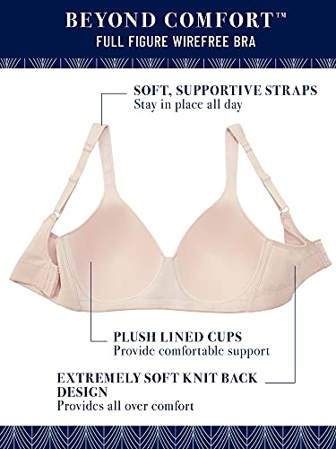 Vanity Fair Women's Beyond Comfort Full Figure Wireless Bra, Seamless Back, Lightly Lined Cups up to DD, Black, 44C