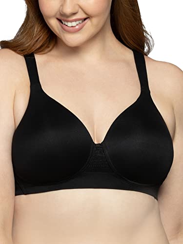 Vanity Fair Women's Beyond Comfort Full Figure Wireless Bra, Seamless Back, Lightly Lined Cups up to DD, Black, 44C