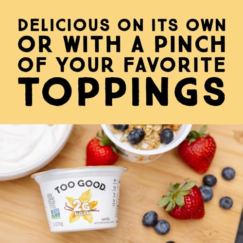 Two Good Low Fat Greek Yogurt, Vanilla, Lower Sugar, Gluten Free, With 2g of Sugar, 5.3 oz., 4 Pack