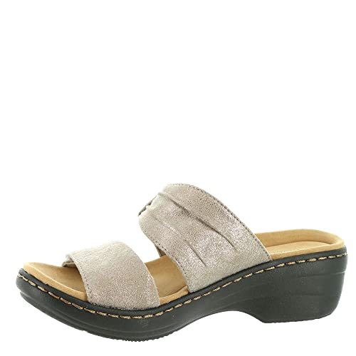 Clarks Merliah Charm Heeled Sandal, Taupe Metallic Synthetic, 8.5 Medium