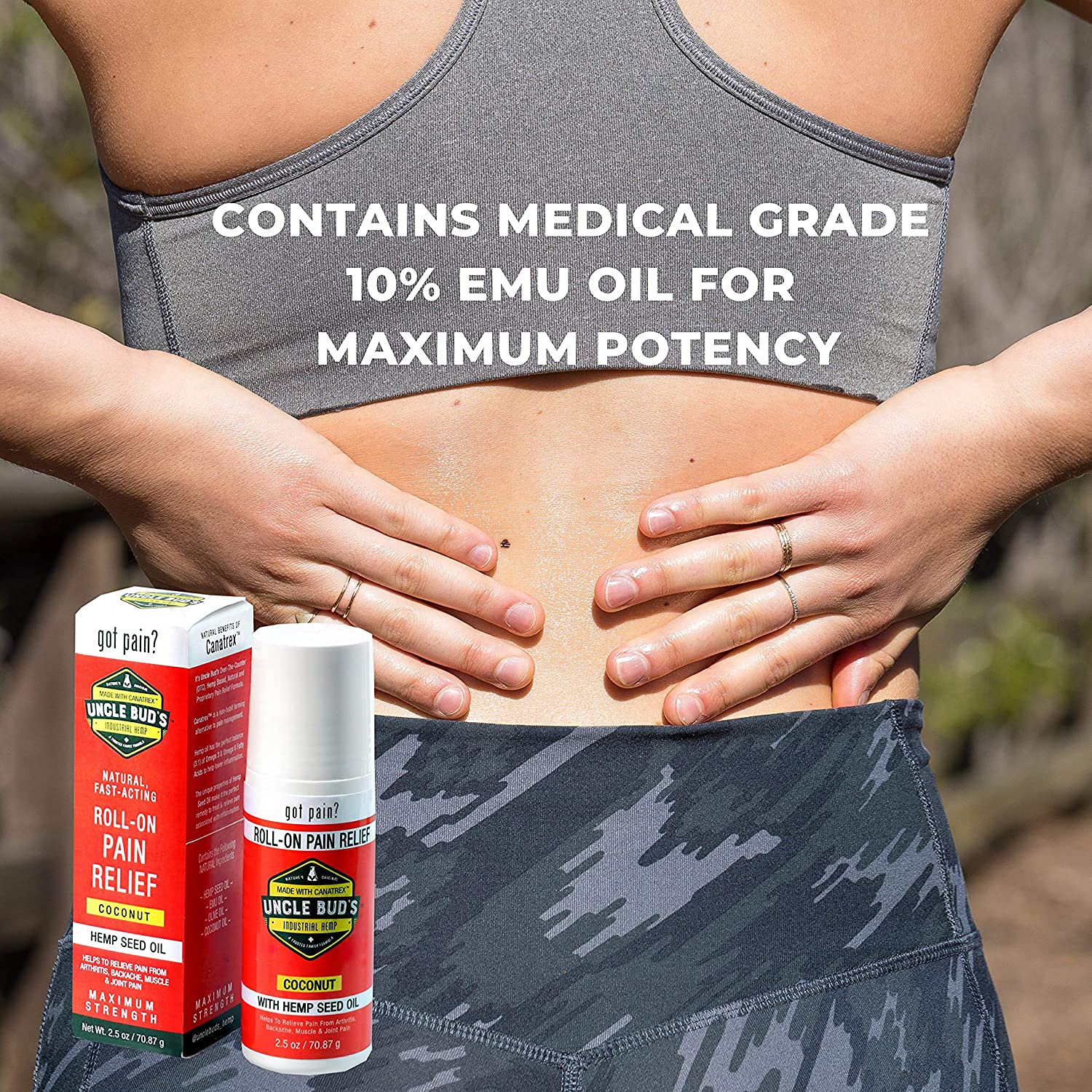 Hemp Oil 2-Pack Uncle Bud's Topical Roll On Pain Reliever, Hemp Oil for Pain Reduction, Stress Support, Achy Muscle Relief, Fast Acting, Anti Inflammatory
