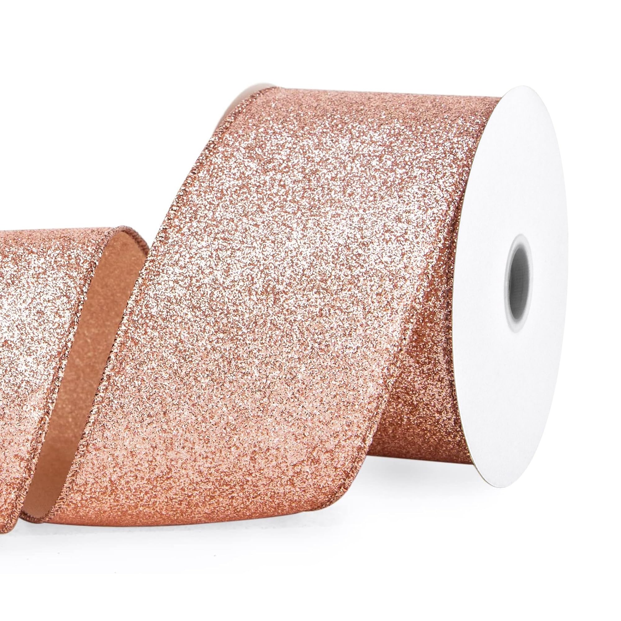 Homeford Christmas Rose Gold All Glitter Wired Ribbon, 2-1/2-inch, 10-Yard