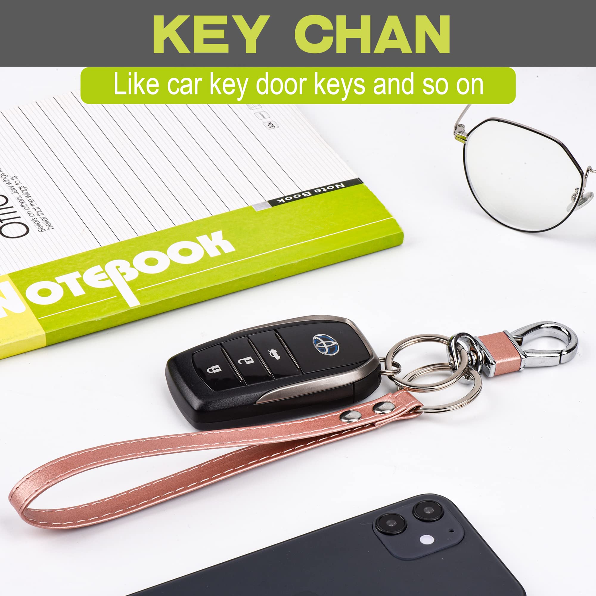 Amazon Essentials - Lanyard Keychain with Detachable Alloy Metal Rings -womens, Black+Rosegold