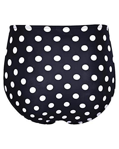 Tempt Me Women Retro High Waist Bikini Bottom Polka Dot Ruched Swim Brief Bottom L