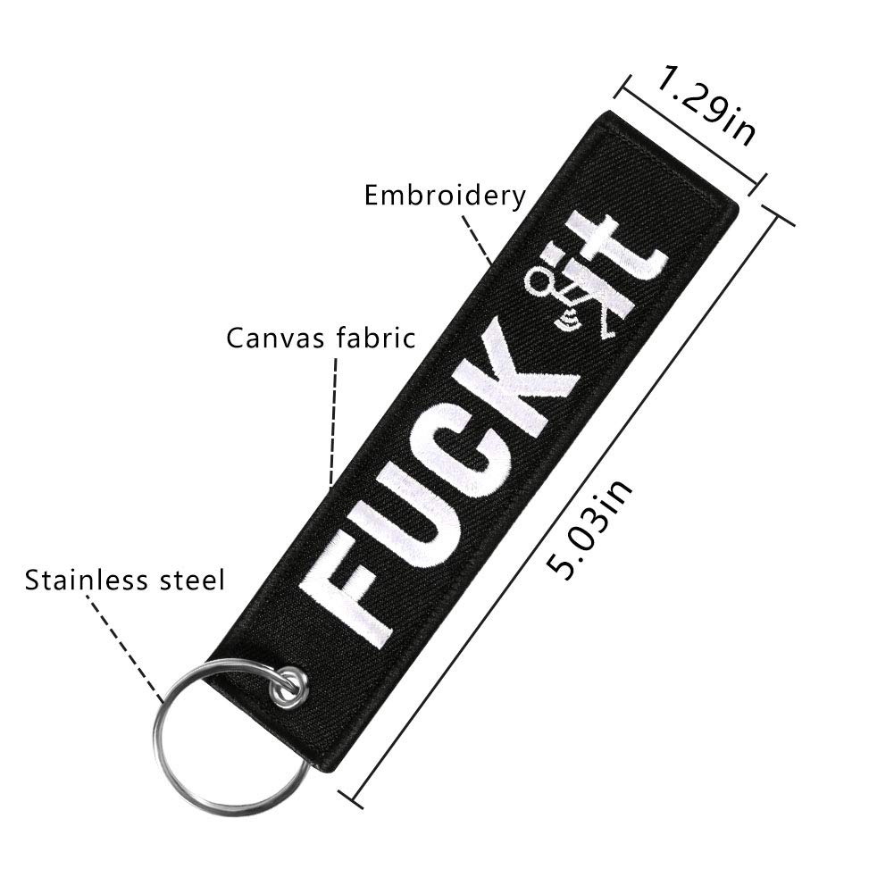 MELIFE Flag Keychain Tag with Key Ring, 3 Pack Keychain for Motorcycles, Scooters, Cars, and Gifts (Fuck it)