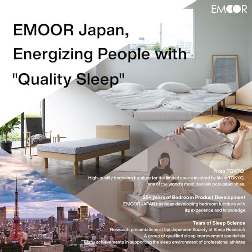 EMOOR Japanese Futon Mattress CLASSE Twin Made in Japan White, Foldable Floor Sleeping Bed Tatami Mat