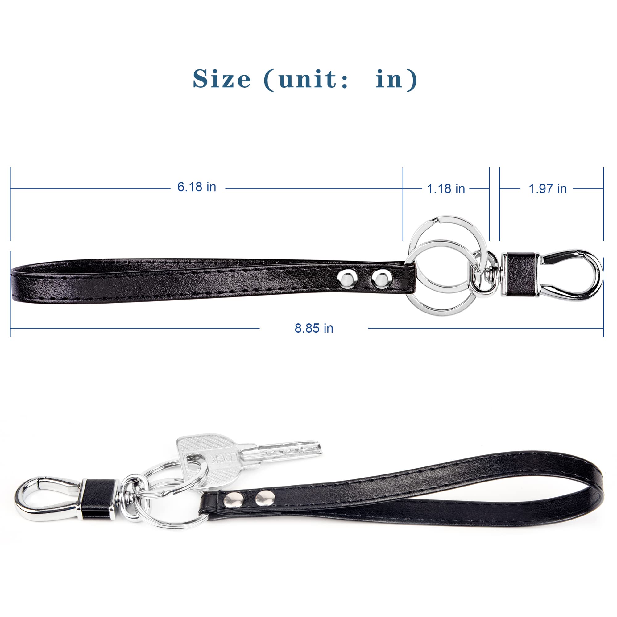 Amazon Essentials - Lanyard Keychain with Detachable Alloy Metal Rings -womens, Black+Rosegold