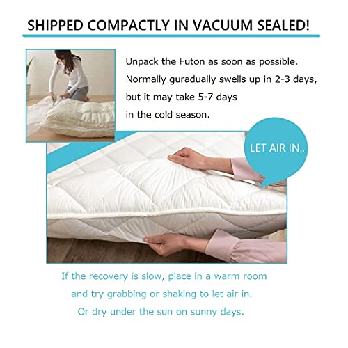 EMOOR Japanese Futon Mattress CLASSE Twin Made in Japan White, Foldable Floor Sleeping Bed Tatami Mat