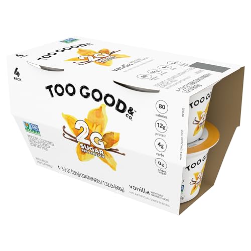 Two Good Low Fat Greek Yogurt, Vanilla, Lower Sugar, Gluten Free, With 2g of Sugar, 5.3 oz., 4 Pack