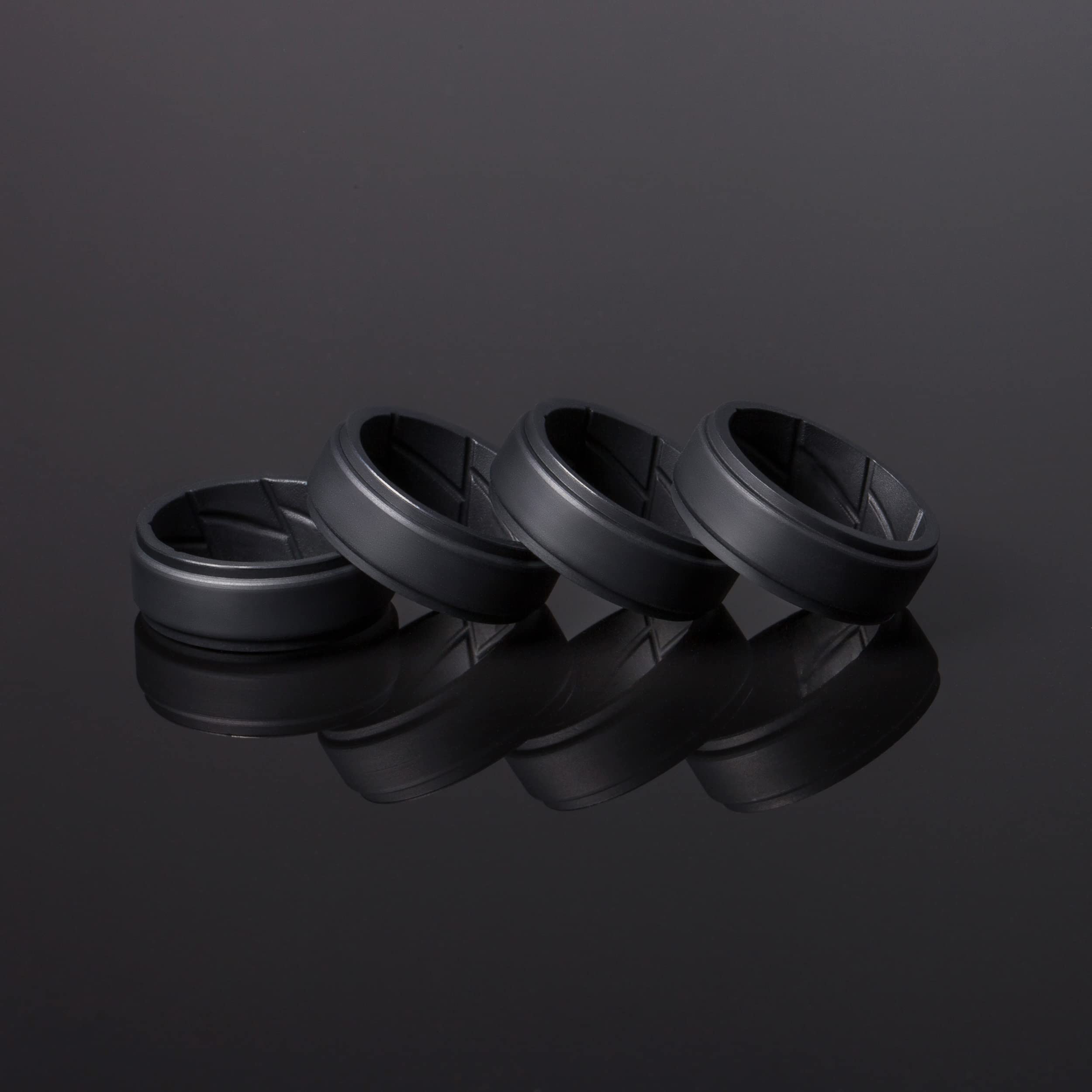 ThunderFit Silicone Wedding Rings for Men Breathable Airflow Inner Grooves, Step Edge Sleek Design Rubber Engagement Bands 8mm Wide 2mm Thick, Variety Multipack 1-7