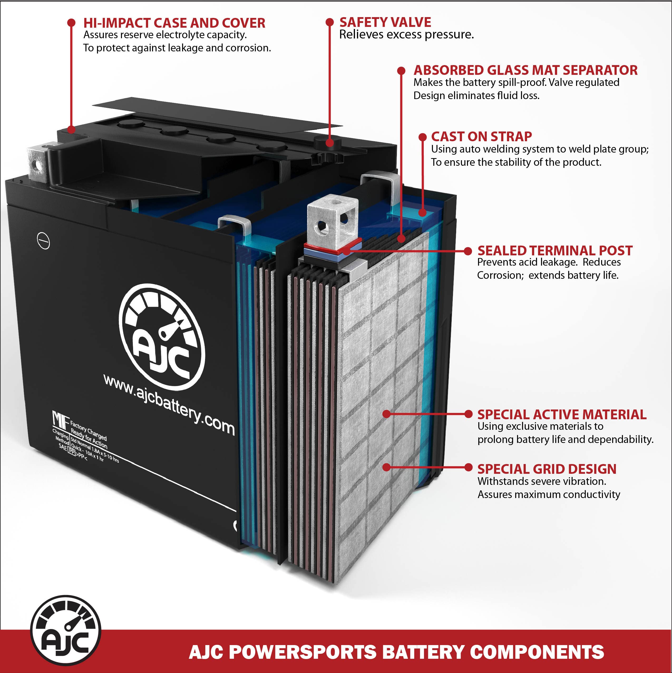 AJC Battery Compatible with Honda TRX300 FourTrax 300 ATV Battery (1988-2000)