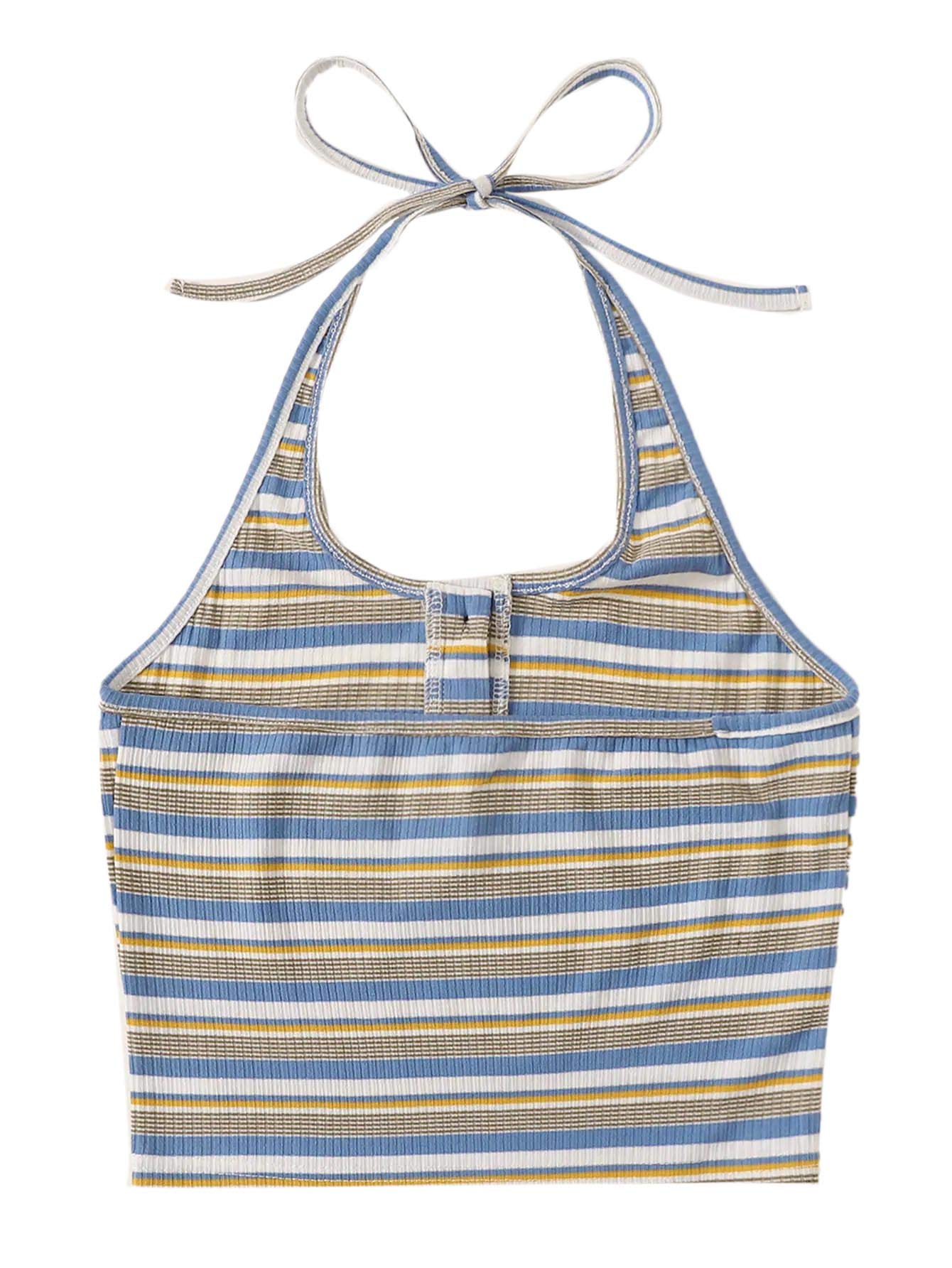 SweatyRocks Women's Casual Sleeveless Vest Halter Crop Top Cami Tank Tops Blue S