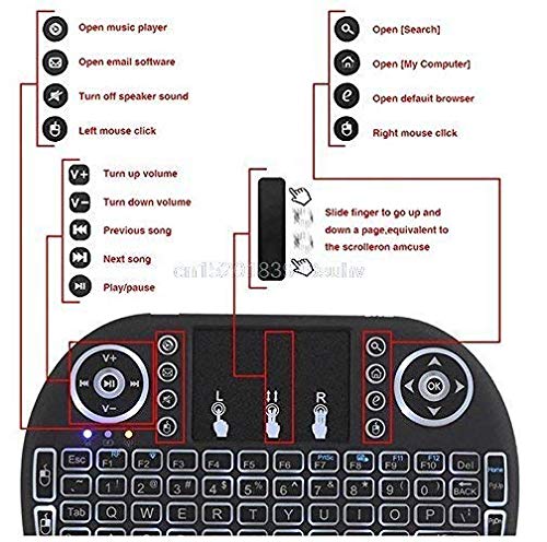 RAXXIO i8 Mini Wireless Keyboard, Handheld 2.4GHz LED-Backlit Portable Mini Keyboard with Touchpad Mouse, Rechargeable Battery for Pc Pad Xbox 360 Ps3 Smart TV Htpc Iptv Android Box Linux Raspberry Pi