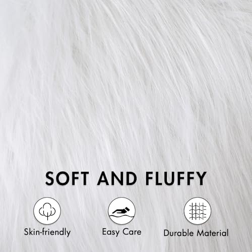 MIULEE Pack of 2 Decorative Faux Fur Throw Pillow Covers New Luxury Series Style Fluffy Pillow Case Cushion Cover for Sofa Bedroom Car 16 x 16 Inch White