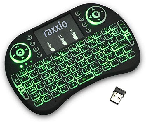 RAXXIO i8 Mini Wireless Keyboard, Handheld 2.4GHz LED-Backlit Portable Mini Keyboard with Touchpad Mouse, Rechargeable Battery for Pc Pad Xbox 360 Ps3 Smart TV Htpc Iptv Android Box Linux Raspberry Pi