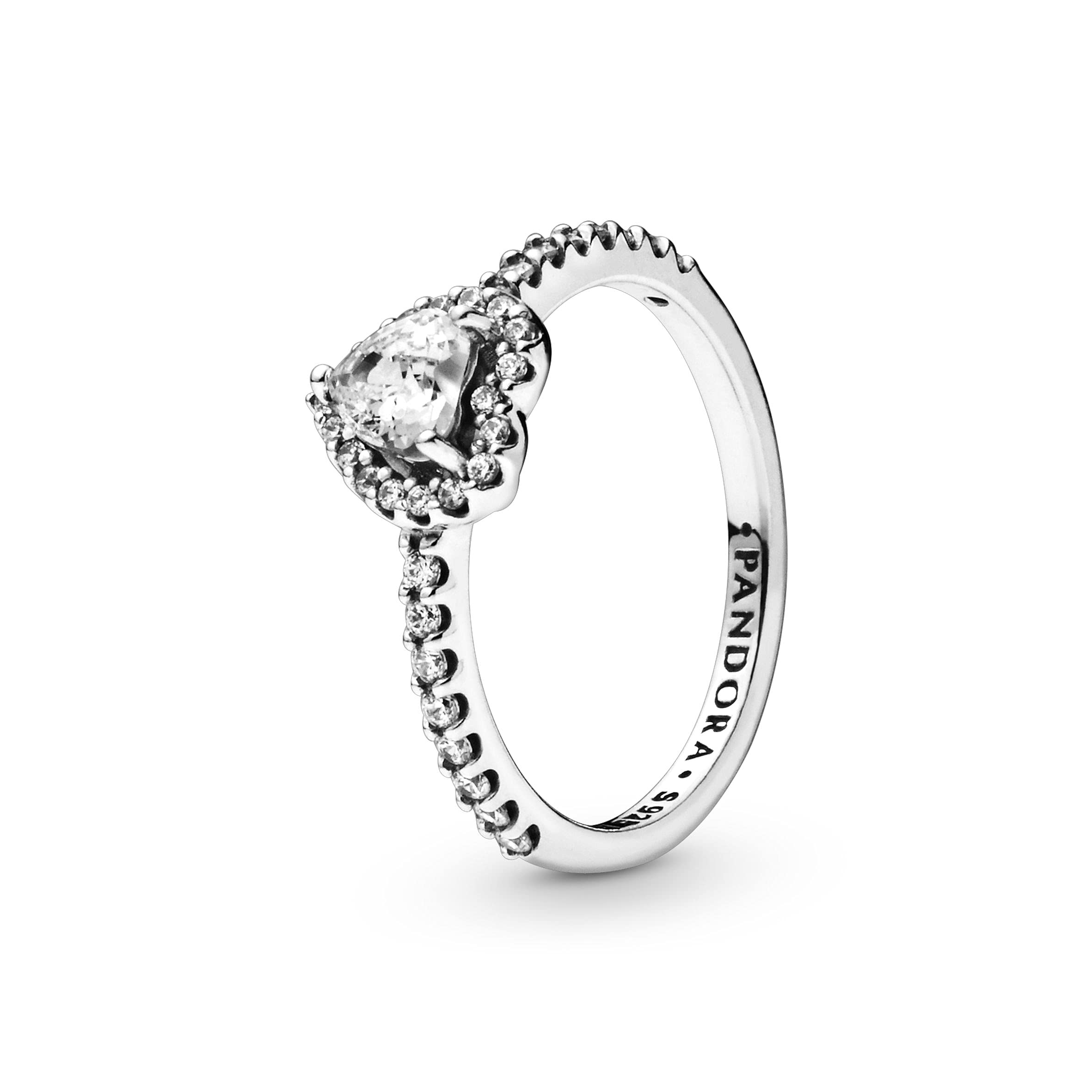 Pandora Elevated Heart Ring - Promise Ring for Women - Layering or Stackable Ring - Gift for Her - Sterling Silver with Clear Cubic Zirconia - Size 6