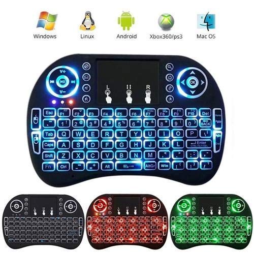 RAXXIO i8 Mini Wireless Keyboard, Handheld 2.4GHz LED-Backlit Portable Mini Keyboard with Touchpad Mouse, Rechargeable Battery for Pc Pad Xbox 360 Ps3 Smart TV Htpc Iptv Android Box Linux Raspberry Pi