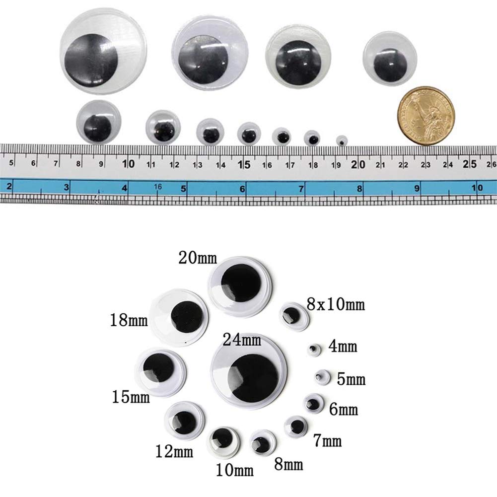 200pcs Wiggle Googly Eyes 15mm Self Adhesive Animal Sticker for DIY Scrapbooking Crafts Toy Accessories