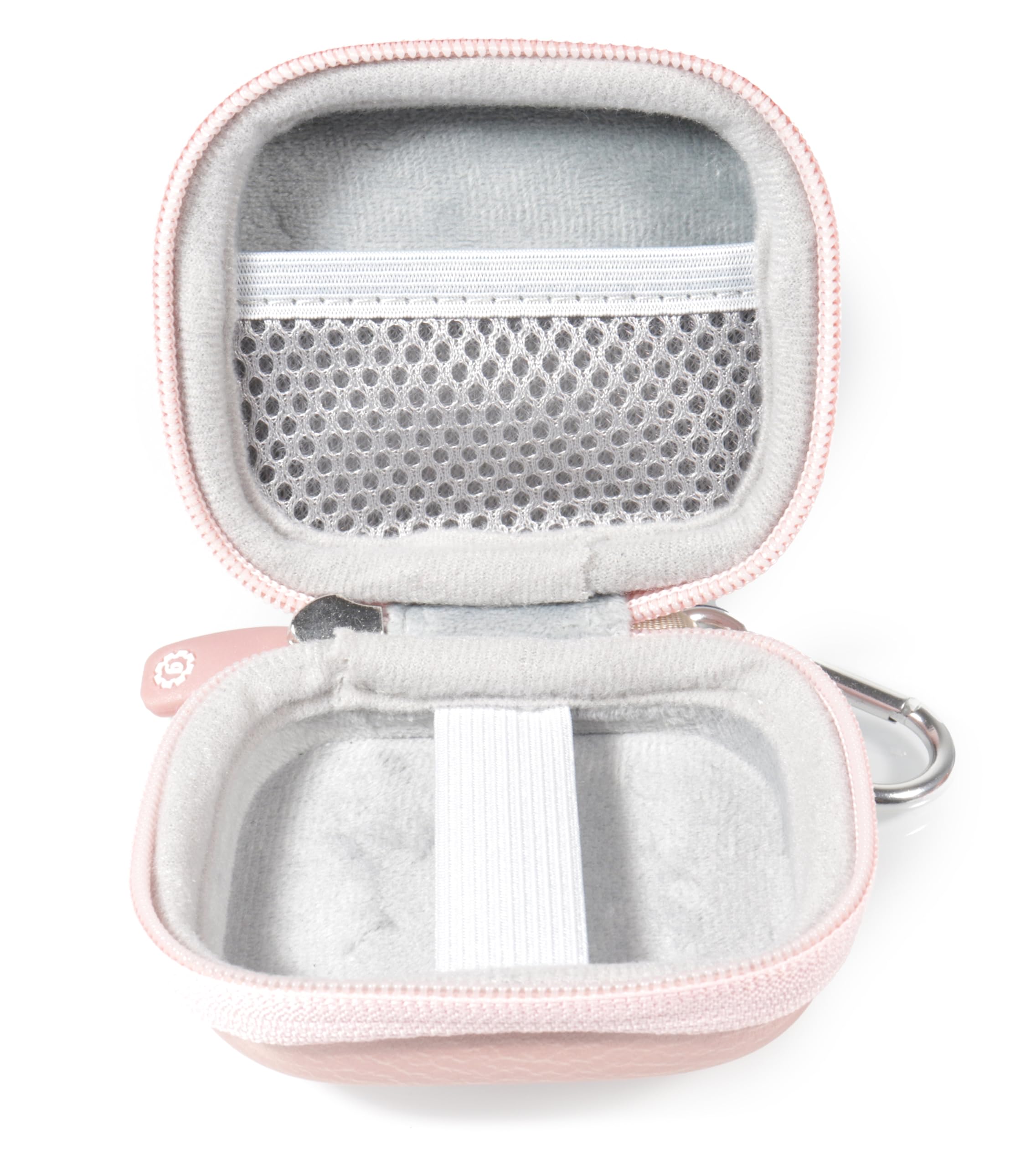 WGear Credit Card Reader Case for Square Contactless and Chip Reader, USB Cables and Small Accessories, Mesh Pocket, Secure Elastic Strap, Easy to go Carabiner (Rose Gold)