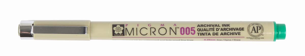 SAKURA PIGMA MICRON, PACK OF 4 ESSENTIAL COLORS, BLACK+RED+BLUE+GREEN, (005)