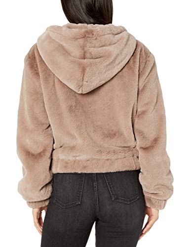 The Drop Women's Sloane Faux Fur Zip Front Hooded Bomber Jacket Outerwear, -Sand, S