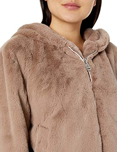 The Drop Women's Sloane Faux Fur Zip Front Hooded Bomber Jacket Outerwear, -Sand, S
