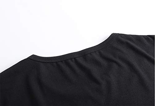 VENTELAN Pajamas for Women 2 Piece Cute Cat Sleepwear Pajama Sleep Set, Black, Large(USA Size:12-14)