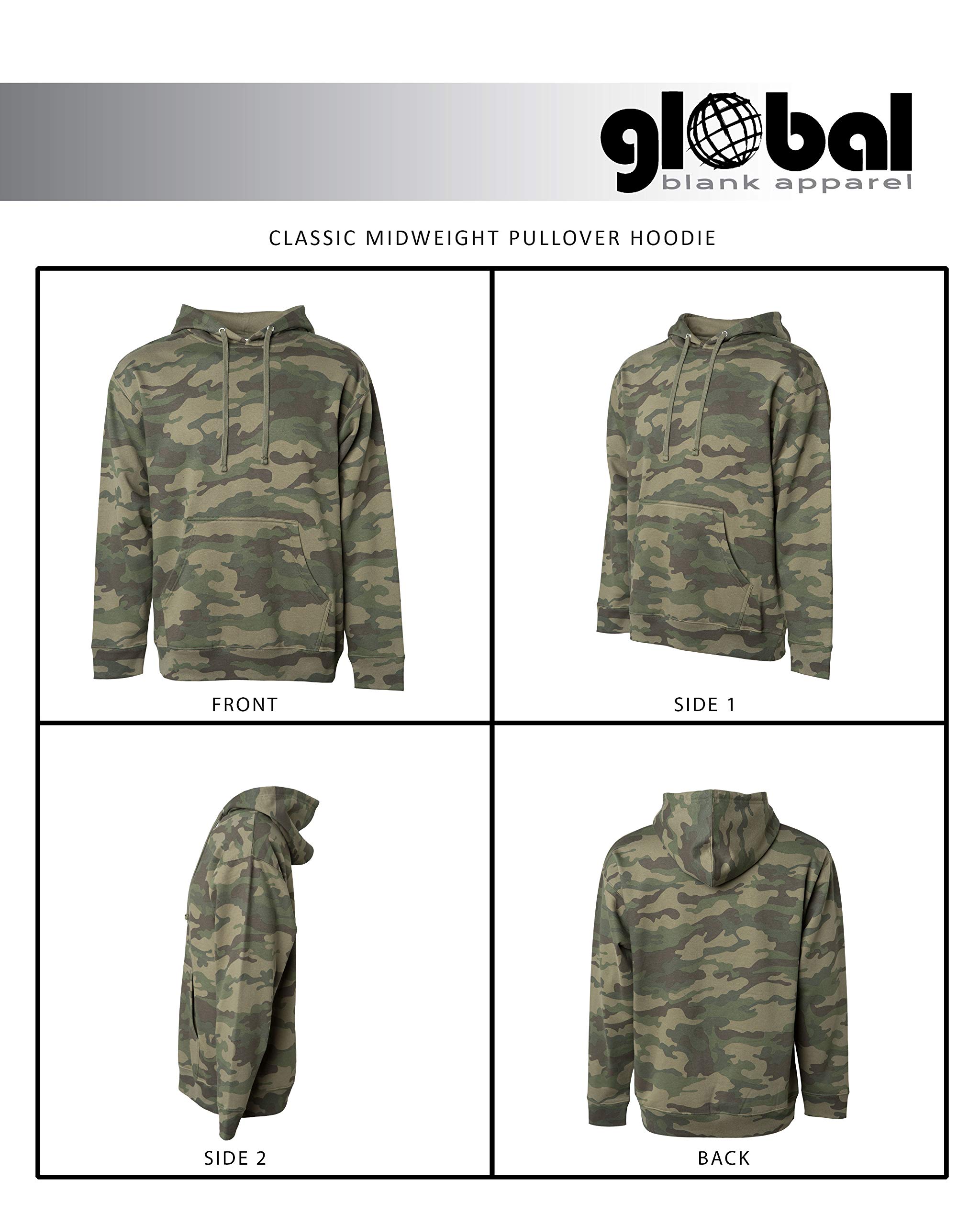 Global Blank Men's Midweight Sweatshirt Pullover Hoodie for Men Fleece Hoodies Green Camouflage