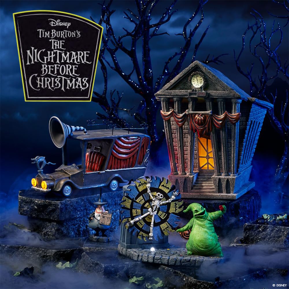 Department 56 Disney the Nightmare Before Christmas Village Accessories Oogie Boogie Gives a Spin Lit Animated Figurine, 4.33 Inch, Multicolor