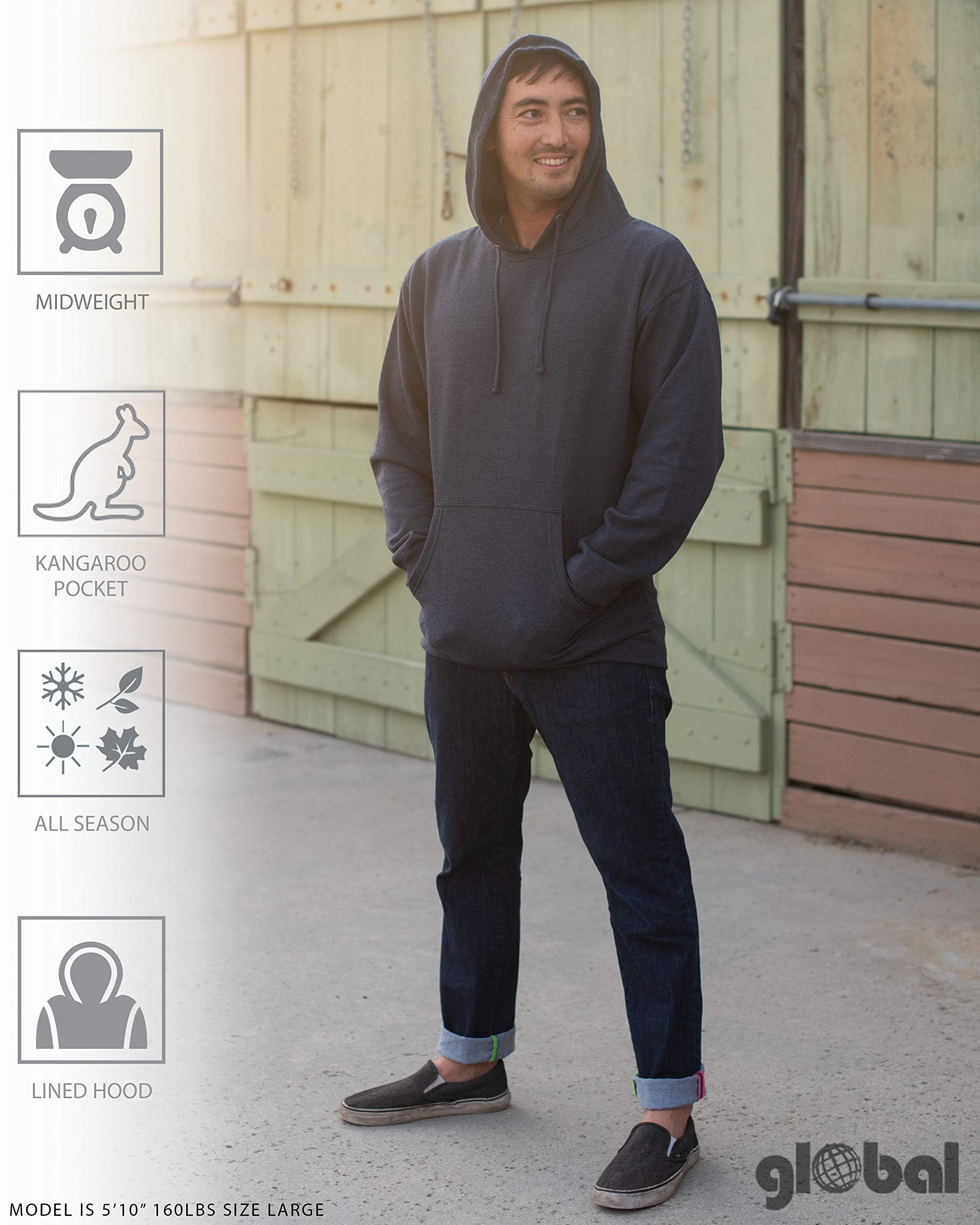 Global Blank Men's Midweight Sweatshirt Pullover Hoodie for Men Fleece Hoodies Green Camouflage