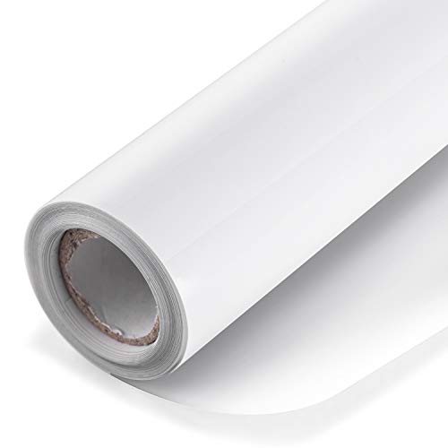 PU HTV 12" x 10' Heat Transfer Vinyl Rolls, Iron on Heat Press Easy to Cut & Weed for DIY Design T-Shirt(White)
