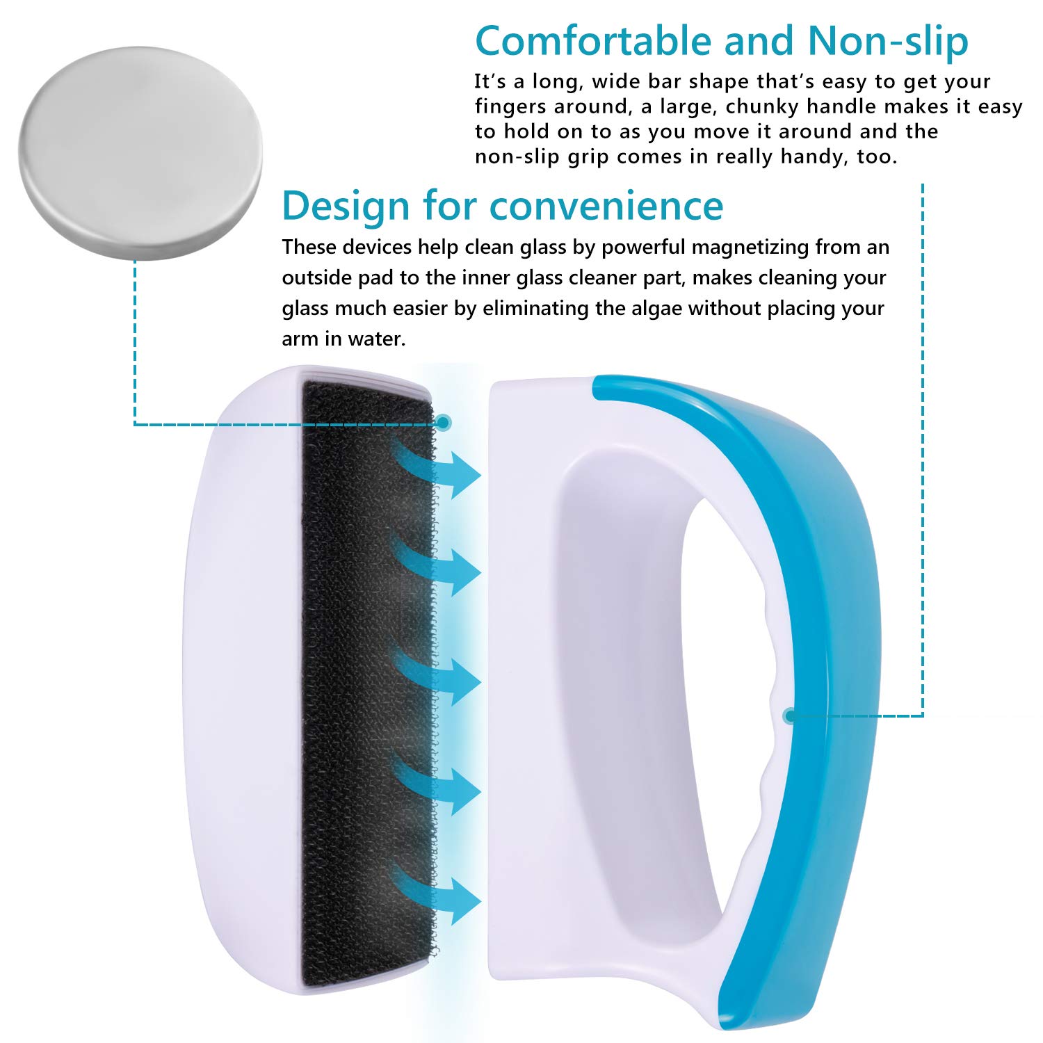 NEPTONION Magnetic Aquarium Fish Tank Glass Algae scrapers Glass Cleaner Scrubber Clean Brush [Floating,Scratch-Free,Non-Slip,magnetizing] S
